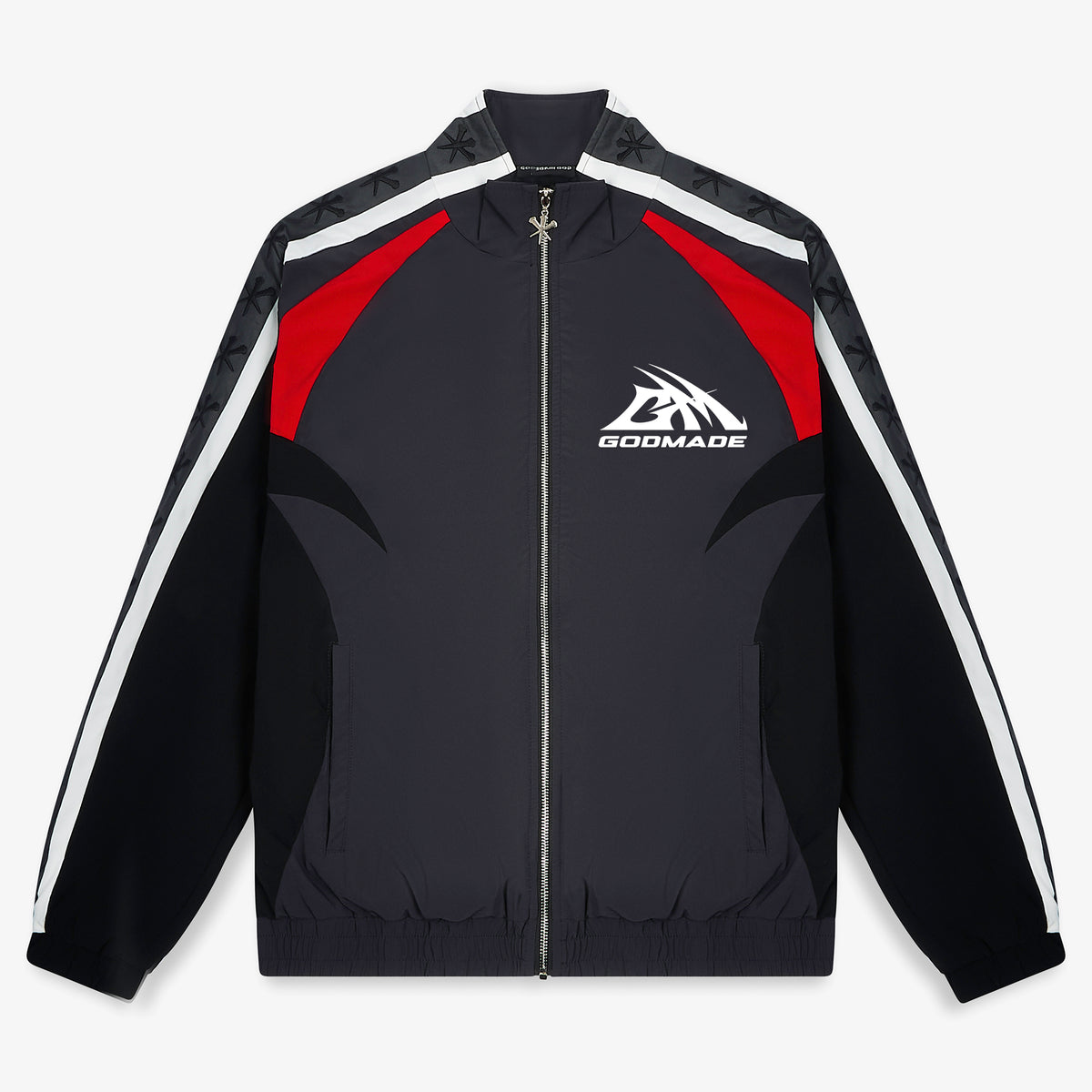 RETRO TRACK JACKET - BLACK/RED – Godmade Clo